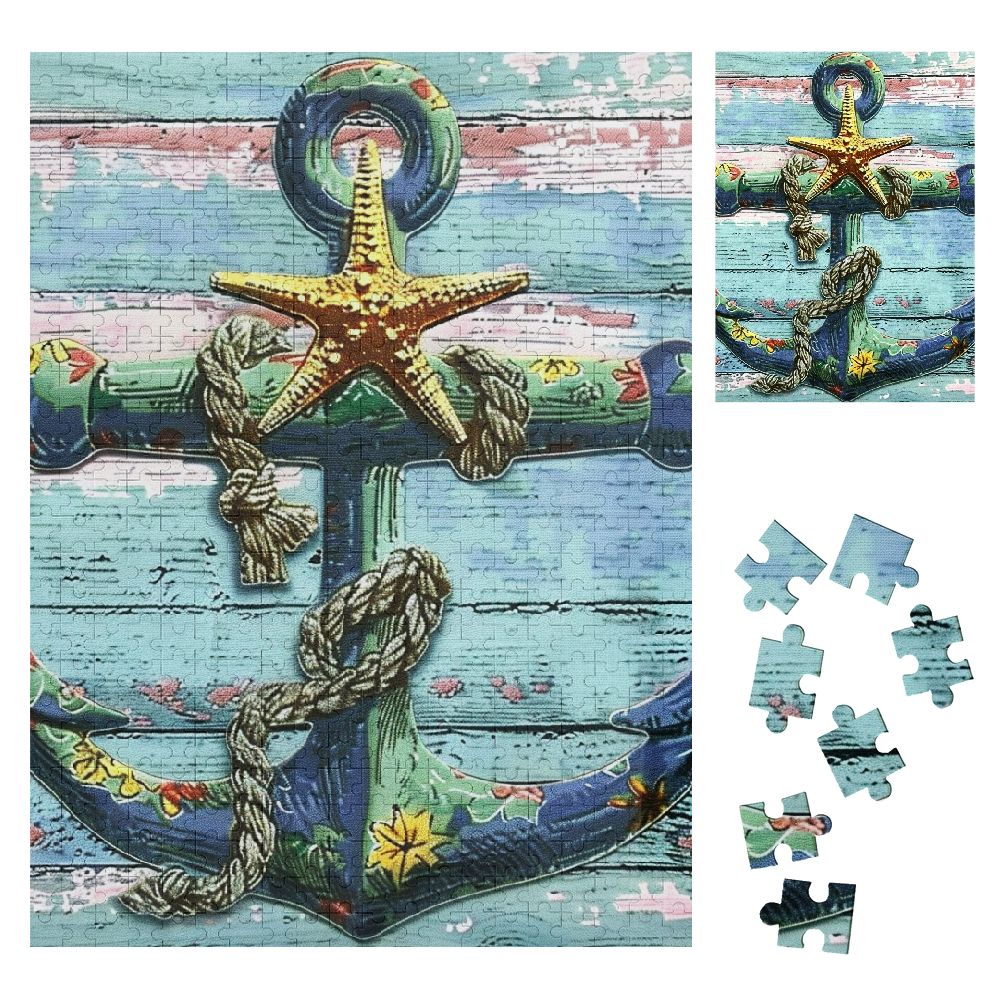 BCIIG Anchor Starfish Nautical Wooden Jigsaw Puzzle Vertical Style Eco ...
