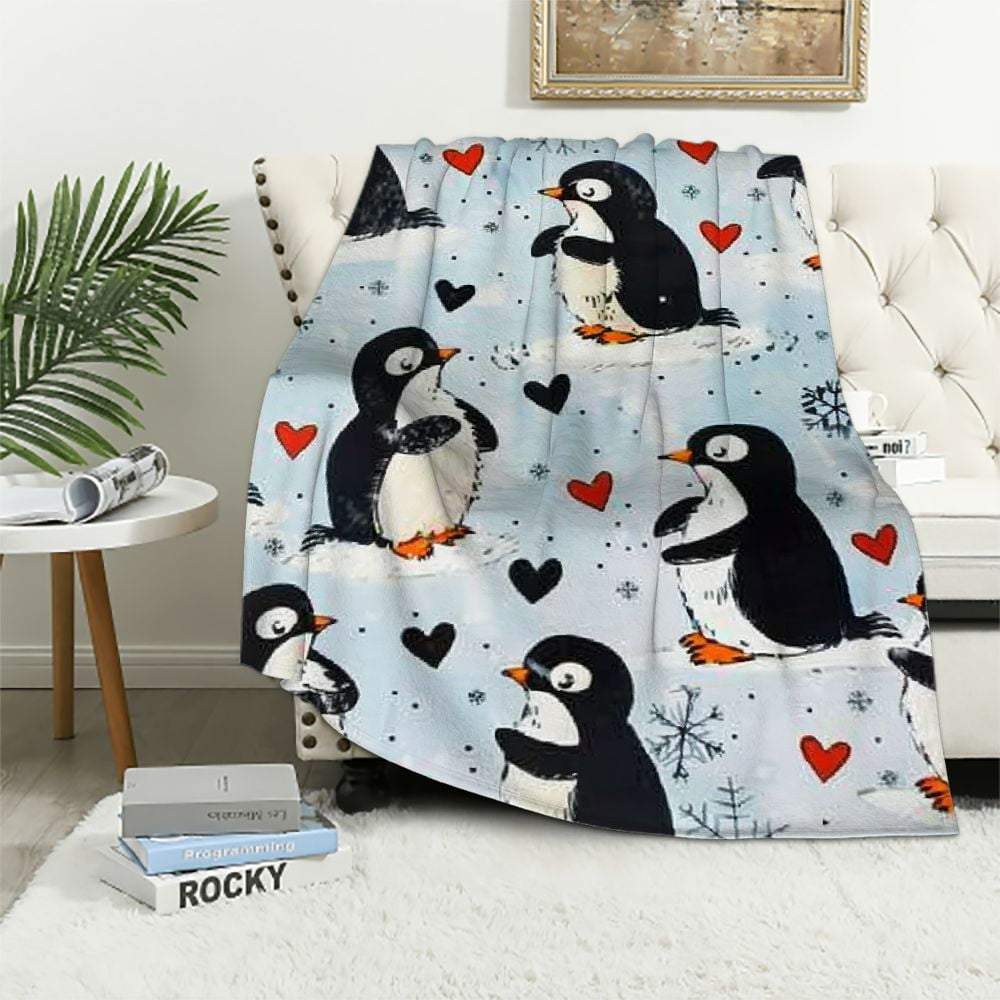 BCIIG Animal Penguin Blanket Ultra Soft Cute Penguins Flannel Fleece ...