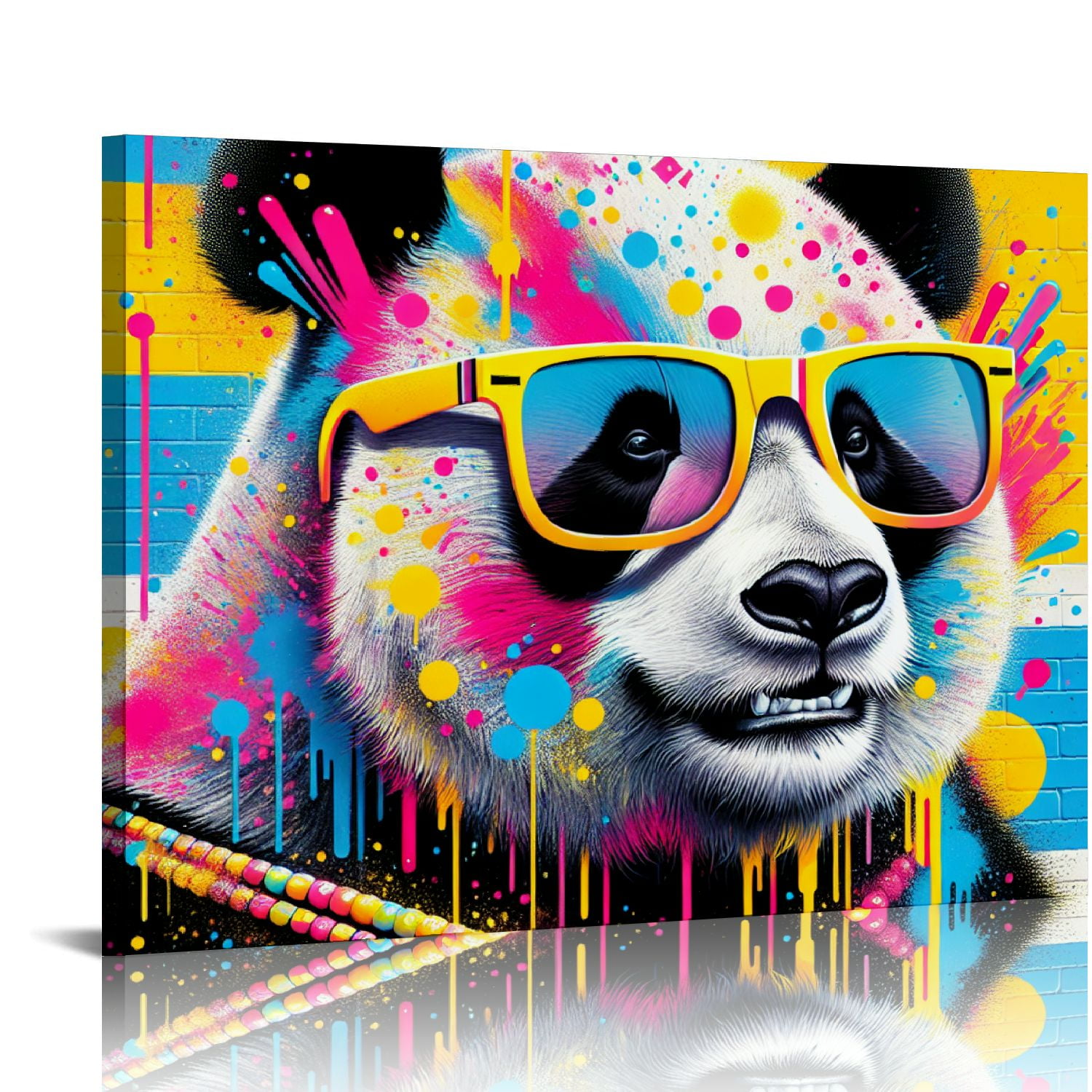 BCIIG Animal Picture Cool Wall Art, Cute Panda in Glasses Art Painting ...