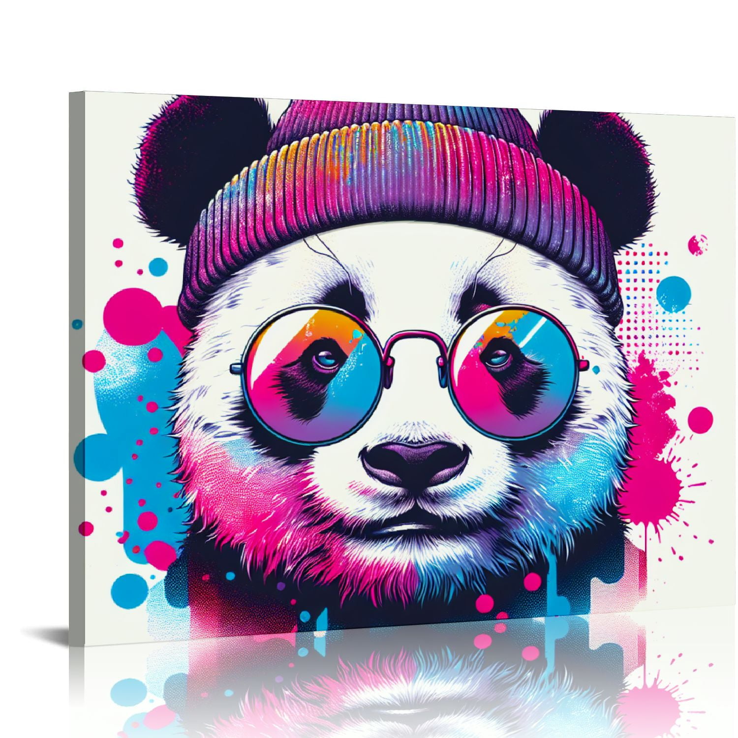 BCIIG Animal Picture Cool Wall Art, Cute Panda in Glasses Art Painting ...