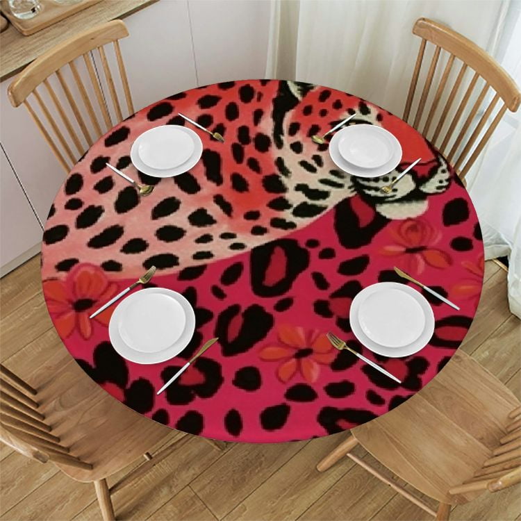 BCIIG Animal Print Round Table Cover Stain Resistant Washable Indoor ...