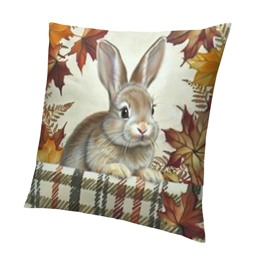 BCIIG Animals Throw Pillow Covers Fox Deer Squirrel Rabbit Plaid Soft ...