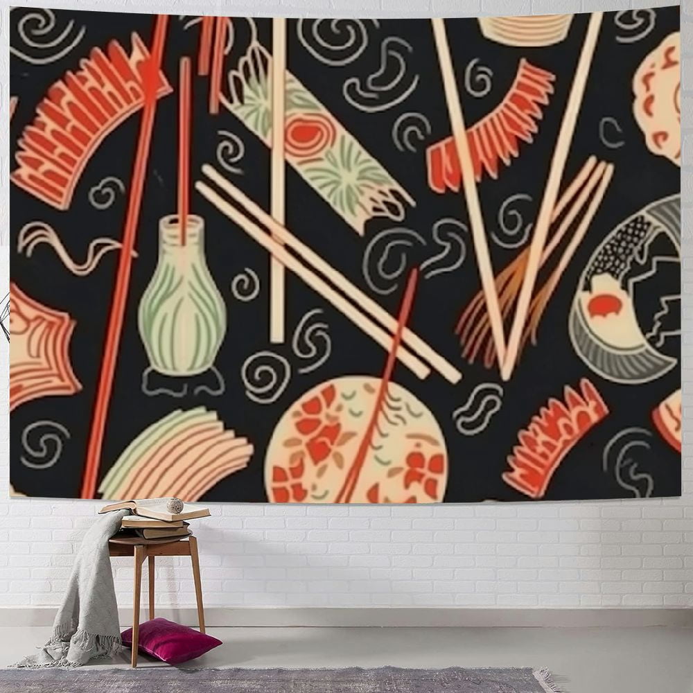BCIIG Asian Food Chopsticks Pattern Tapestry Wall Hanging Unique Style ...