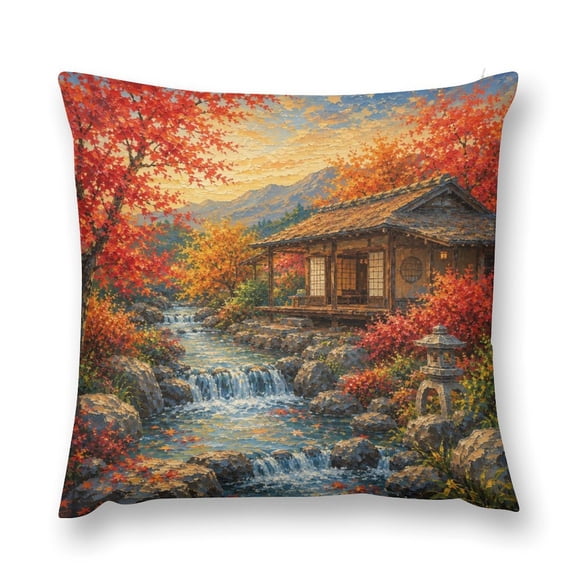 BCIIG Autumn Stream Wooden House Decorative Pillowcase, Sofa, Bedroom ...