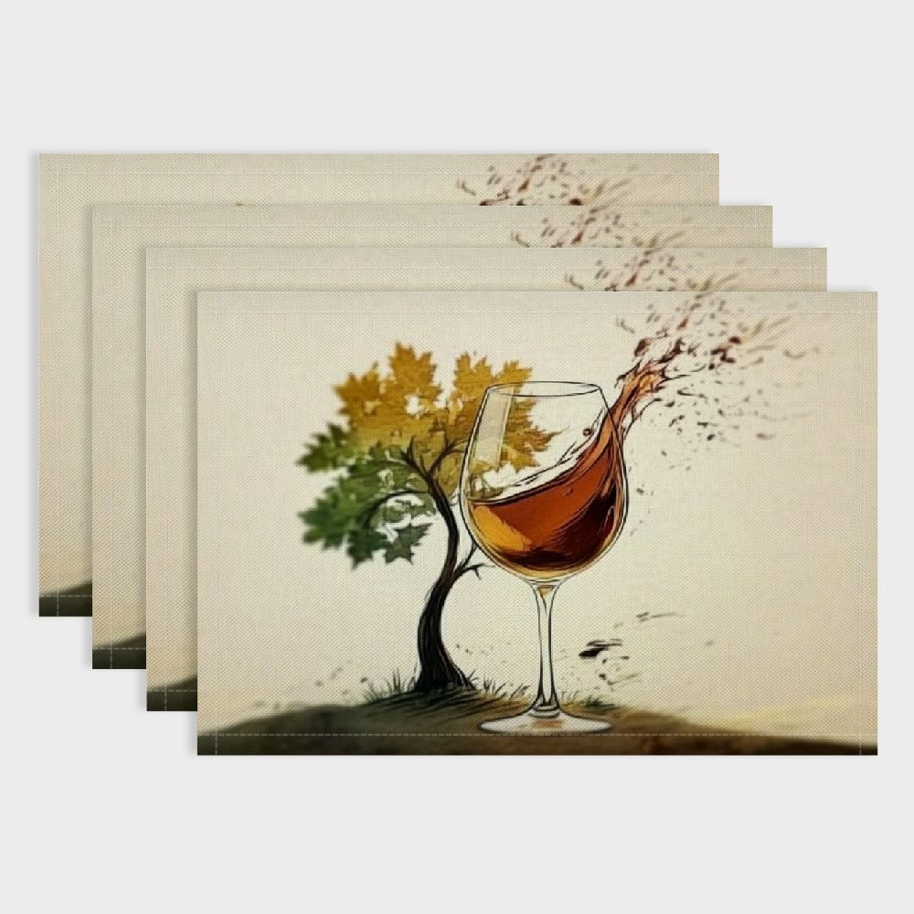 BCIIG Autumn Winery , Pour Wine from Bottle Into Glass Table Mat Linen ...