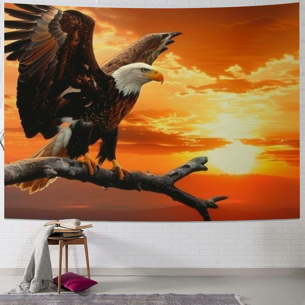 BCIIG Bald Eagle Sunset Tree Branch Tapestry Wall Hanging Unique Style ...