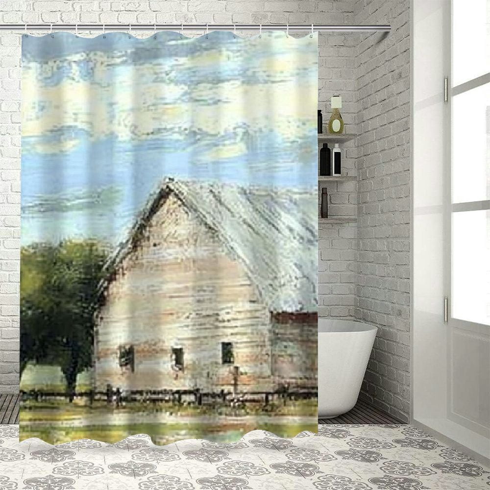 BCIIG Barn Windmill Landscape Chic Modern Bathroom Decor Shower Curtain ...
