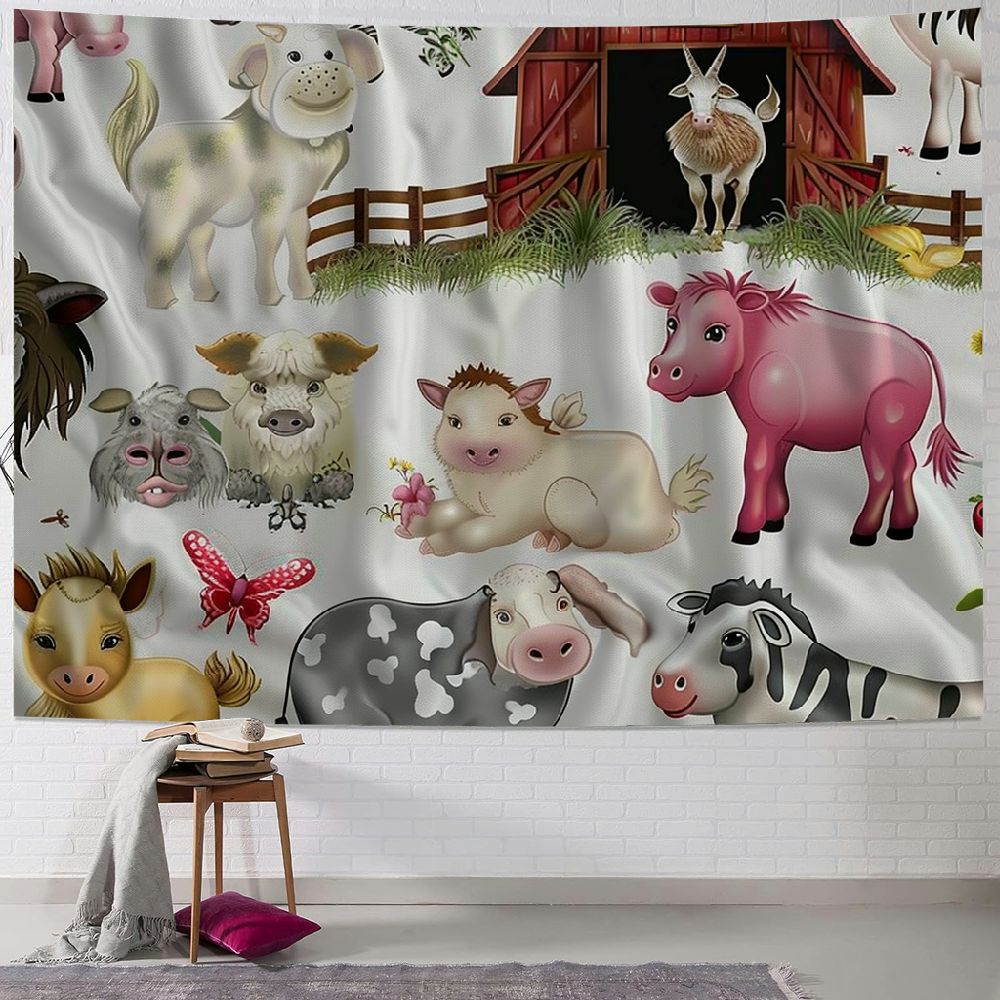 BCIIG Barnyard Animals Tapestry Wall Hanging Unique Style Graphic ...