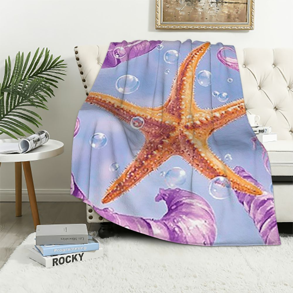 BCIIG Beach Ocean Coastal Throw Blanket Sea Starfish Shell Printed ...