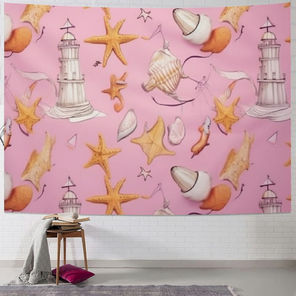 BCIIG Beach Shell Crab Tapestry Wall Hanging Window Design For Bedroom ...