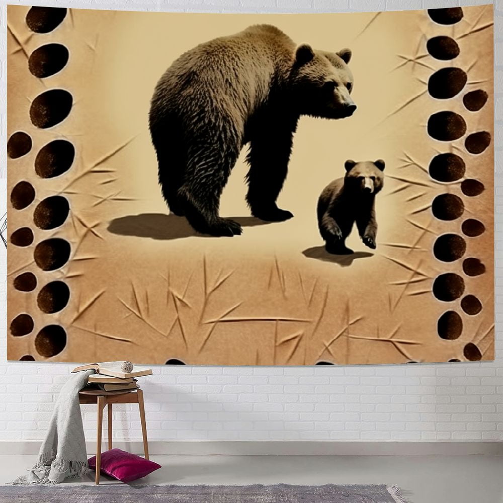 BCIIG Bear Cub Footprints Tapestry Wall Hanging Unique Style for Home ...