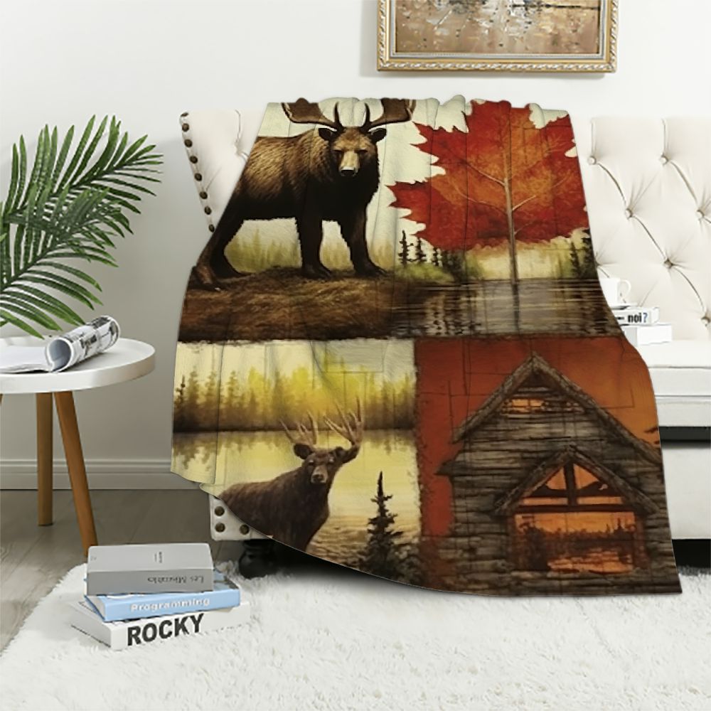 BCIIG Bear Moose Tree Warm Lightweight Blanket Soft Fleece Throw ...