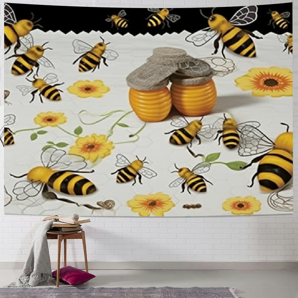 BCIIG Bees Honeycomb Tapestry Wall Hanging Unique Style Home Decor ...