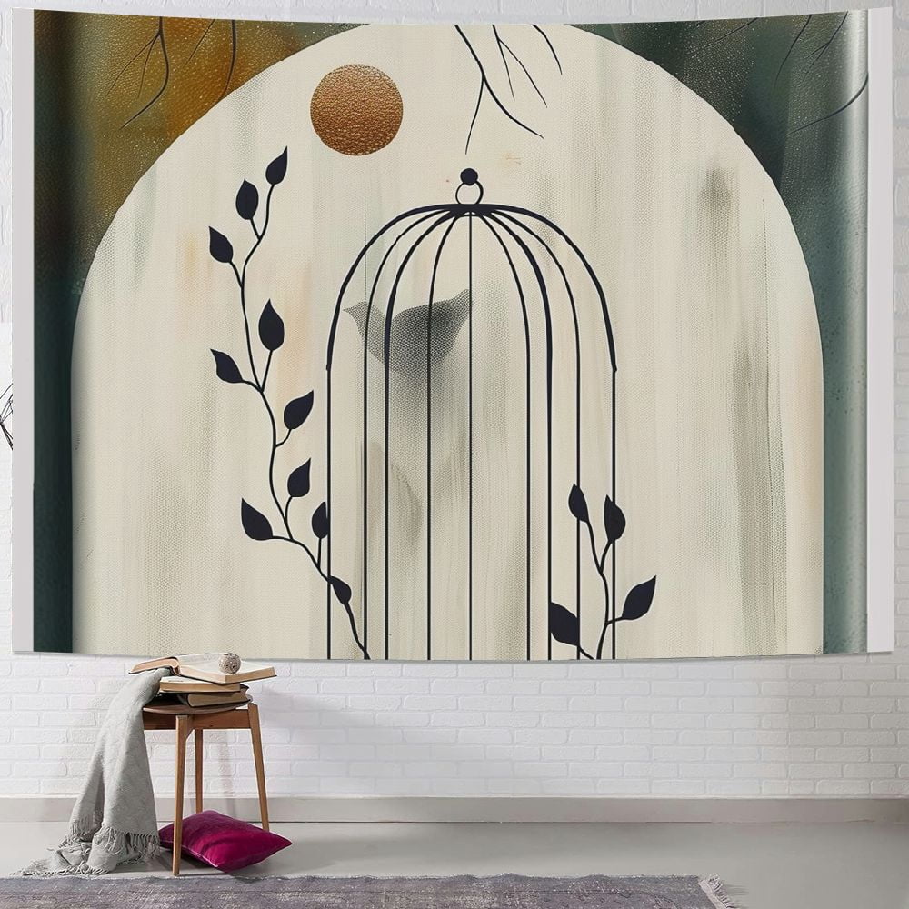 BCIIG Bird Cage Tree Branch Tapestry Wall Hanging Unique Style for Home ...