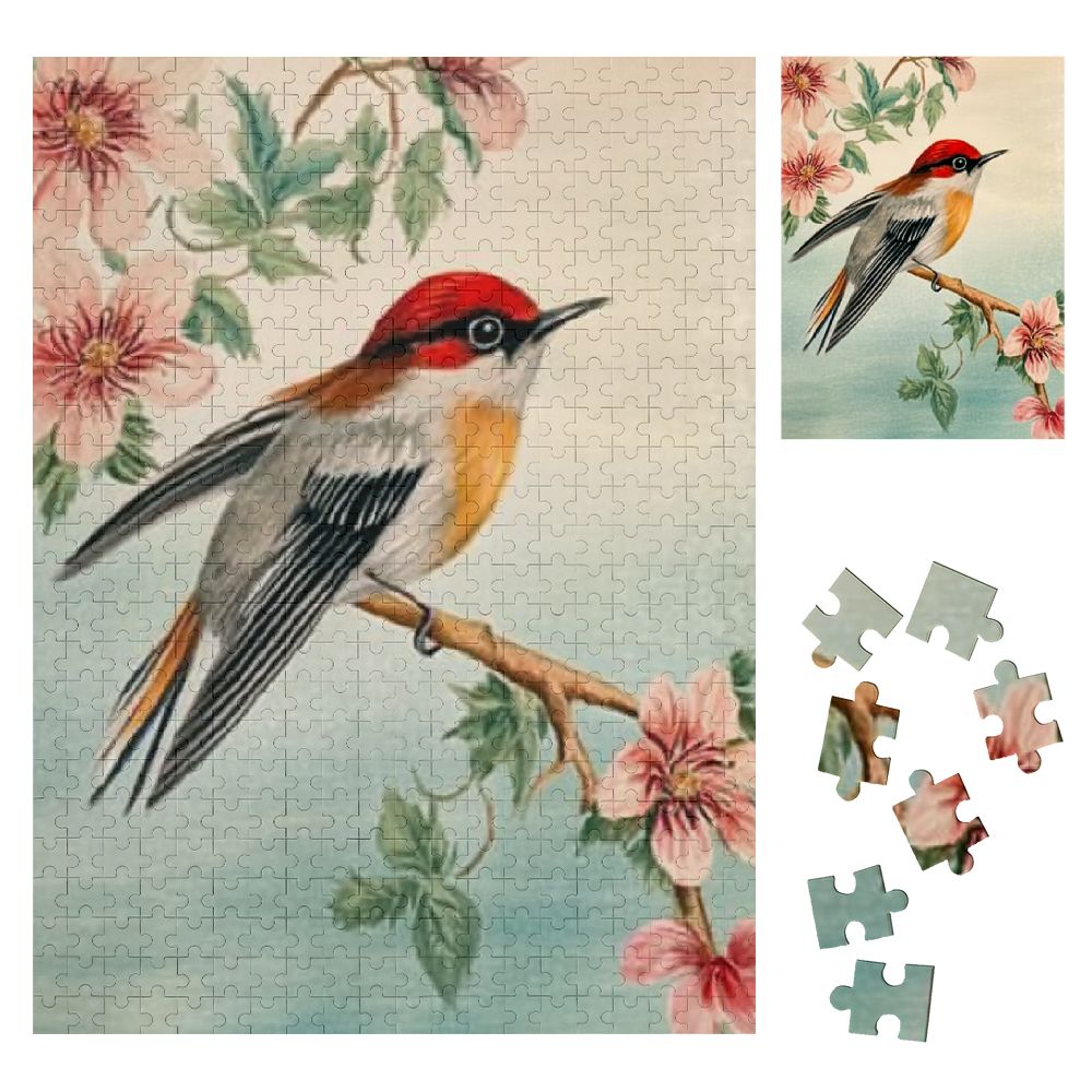 BCIIG Bird Flower Branch Wooden Jigsaw Puzzle Vertical Style Gift for ...
