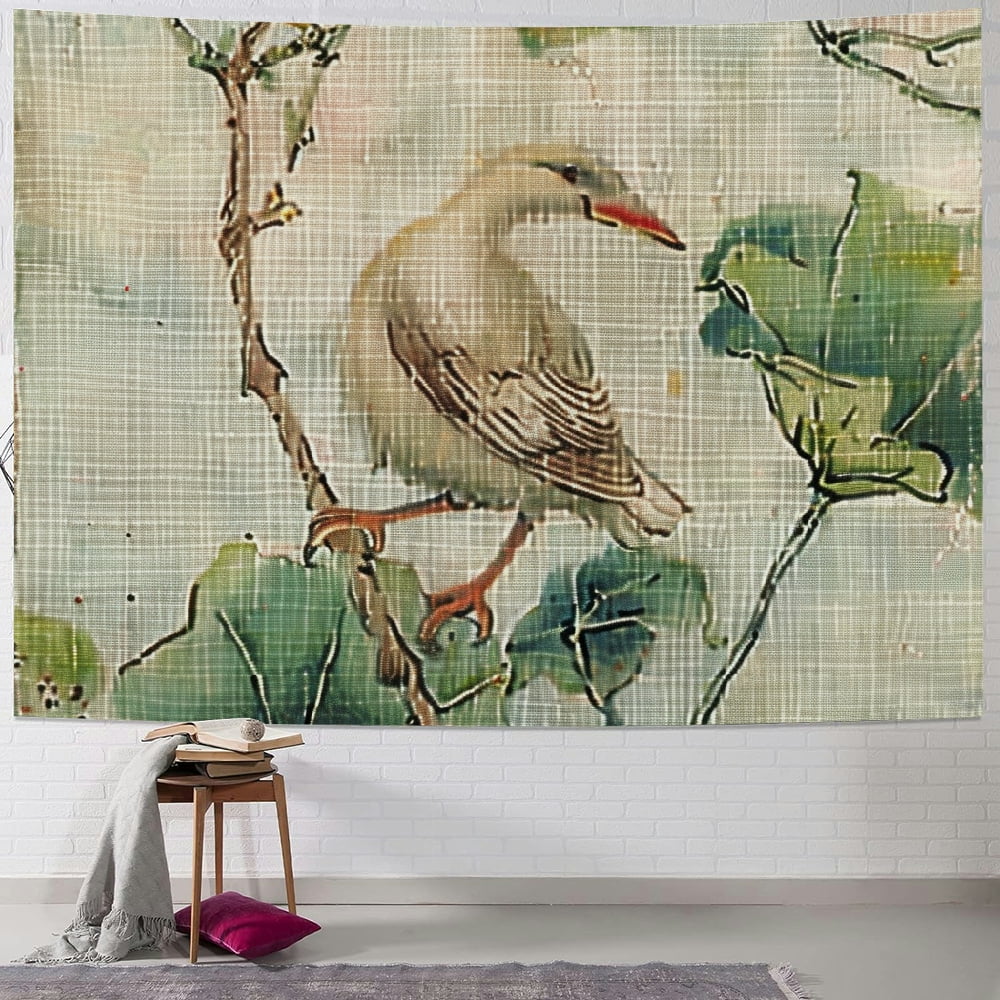 BCIIG Bird Flower Painting Tapestry Wall Hanging Unique Style Graphic ...