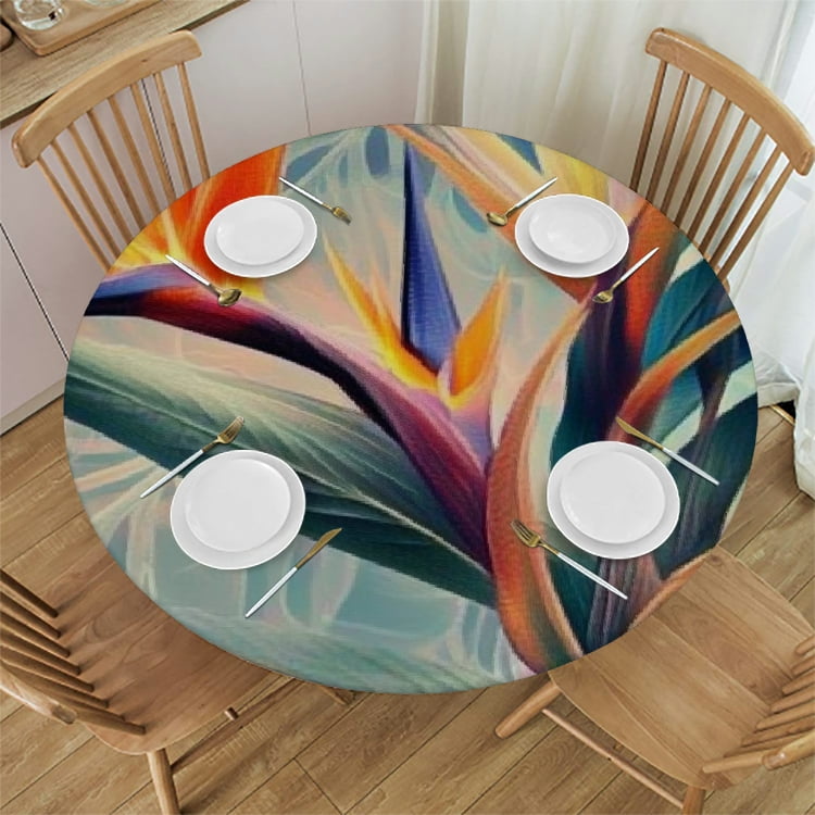 BCIIG Bird of Paradise Round Tablecloth Stain-Resistant & Washable for ...