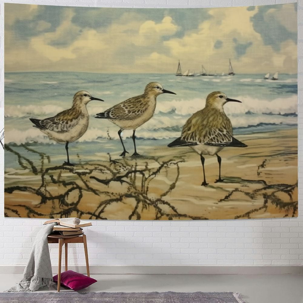 BCIIG Birds Beach Water Tapestry Wall Hanging Unique Style Home Wall ...