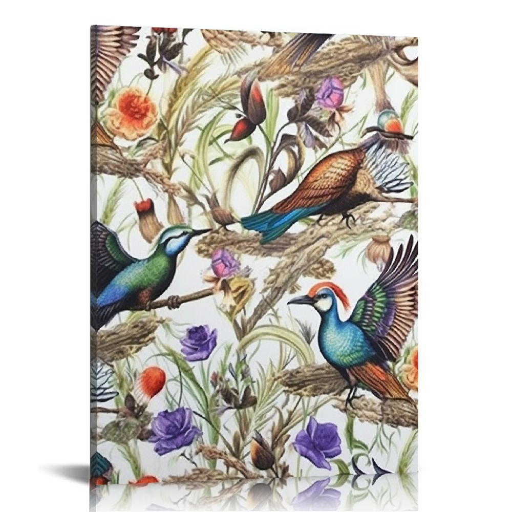 BCIIG Birds Flowers Pattern Fine Art Aesthetic Wall Painting for Living ...