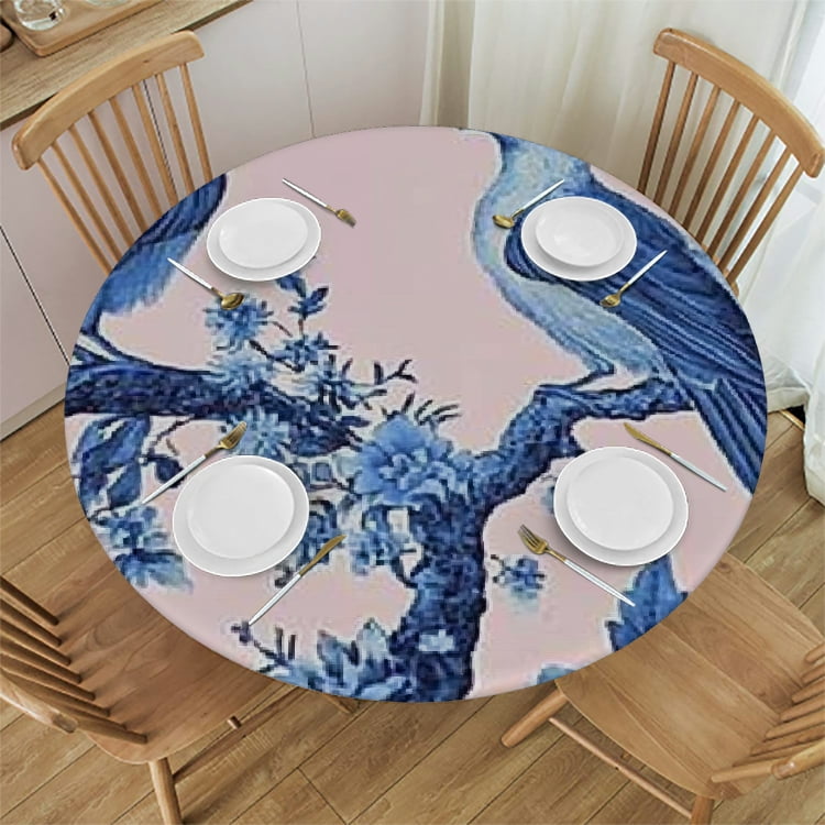 BCIIG Birds Flowers Round Tablecloth - Stain-Resistant & Washable ...