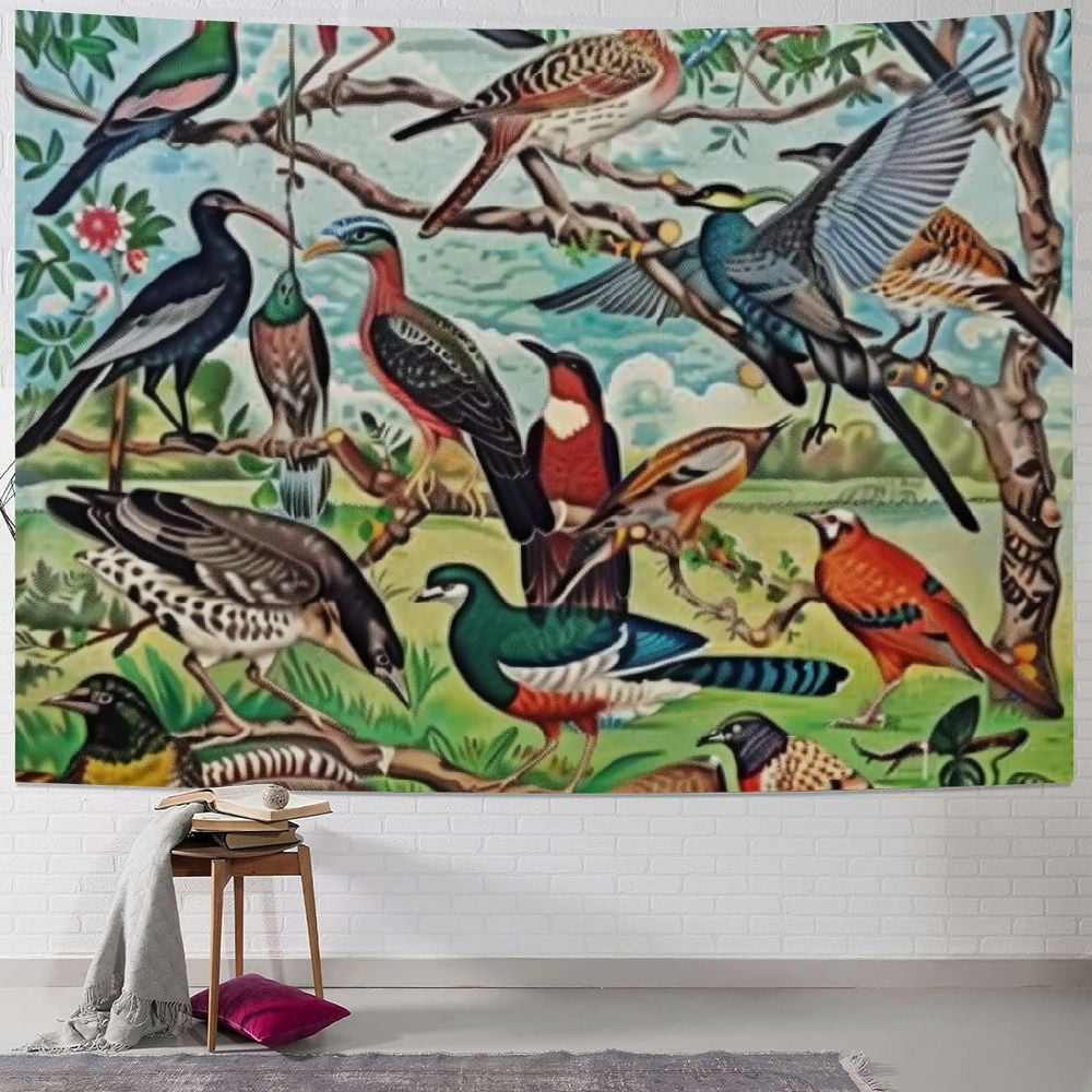 BCIIG Birds Green Background Tapestry Wall Hanging Unique Style Graphic ...