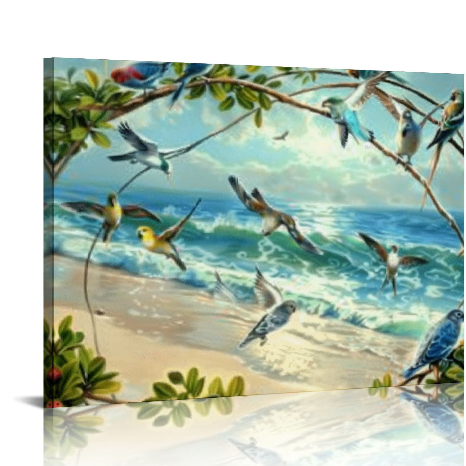 BCIIG Birds Sandy Beach Ocean Canvas Art Print for Living Room Bedroom ...