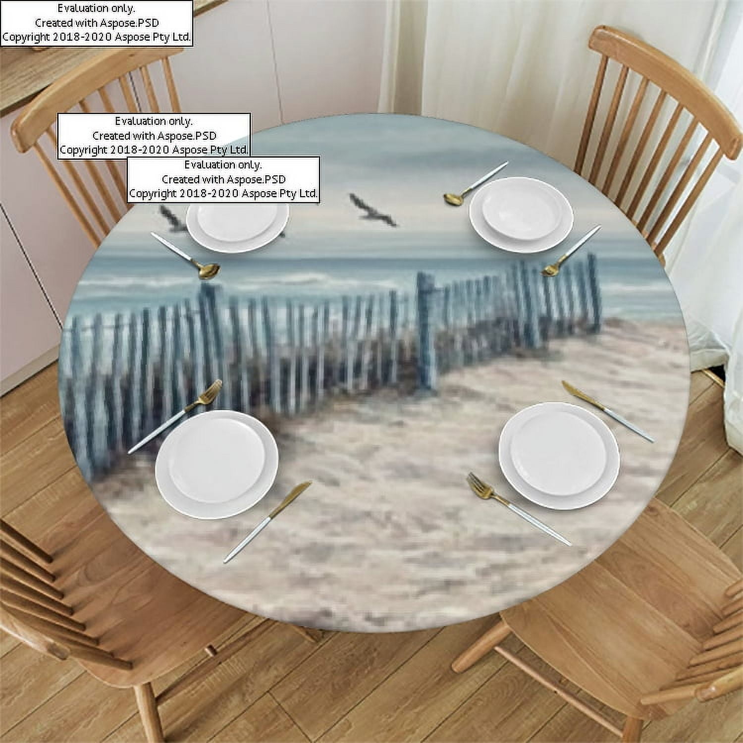 BCIIG Birds Theme Round Tablecloth Stain-Resistant Washable Indoor ...