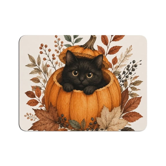 BCIIG Black Cat Pumpkin Autumn Foliage Mouse Pad, Square Smooth Surface ...