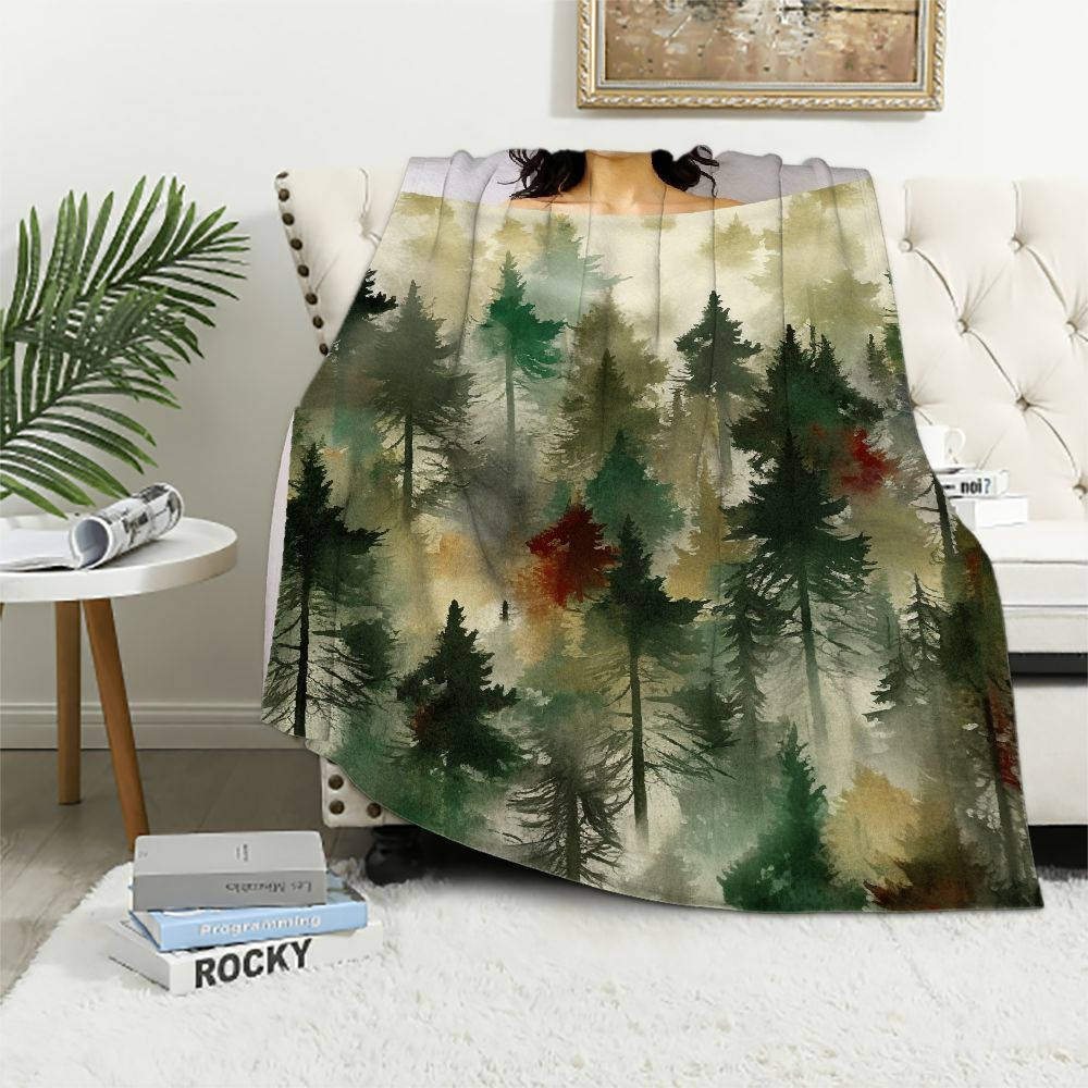 BCIIG Blue Forest Throw Blanket, Soft Cozy Flannel Fleece Pine Trees ...