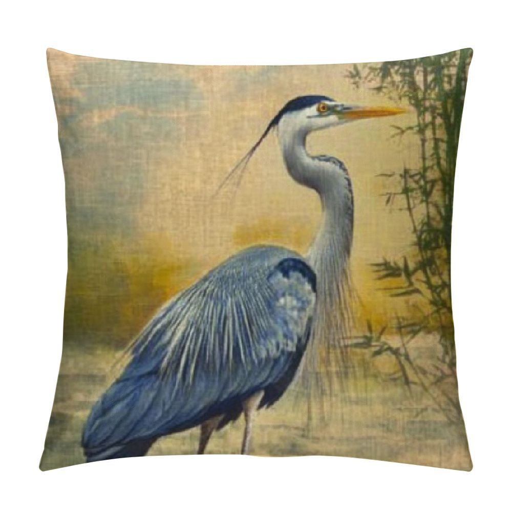 BCIIG Blue Heron Swamp Emperor Huizong Graphic Decorative Cushion Throw ...
