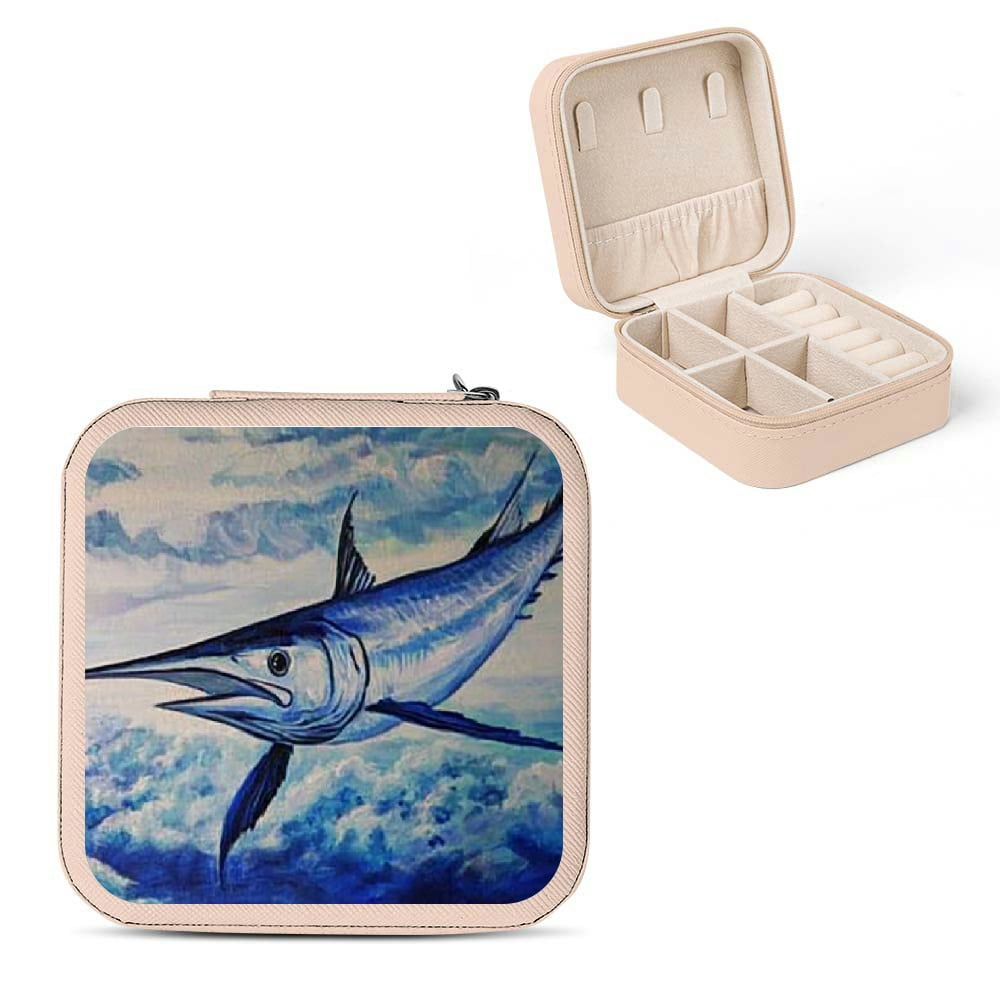 BCIIG Blue Marlin Fish PU Leather Travel Jewelry Box for Necklace, Ring ...