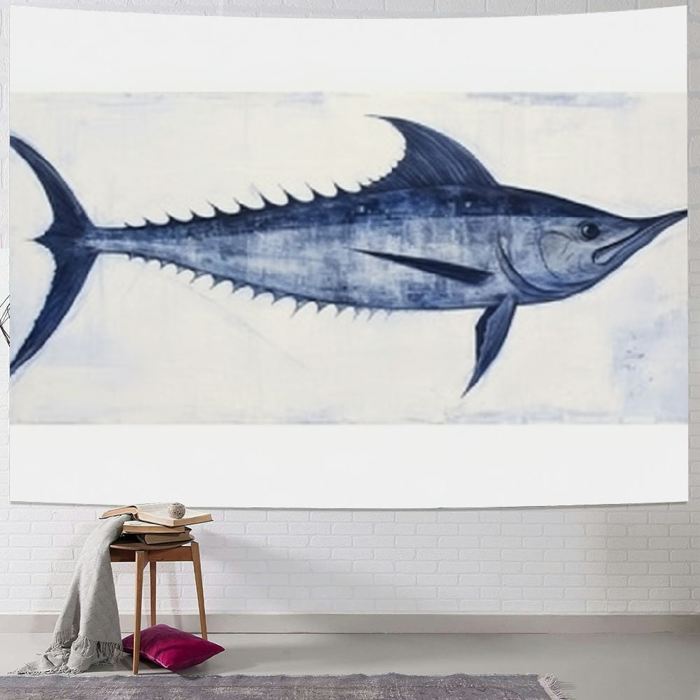 BCIIG Blue Marlin Fish Tapestry Wall Hanging Unique Style Graphic ...