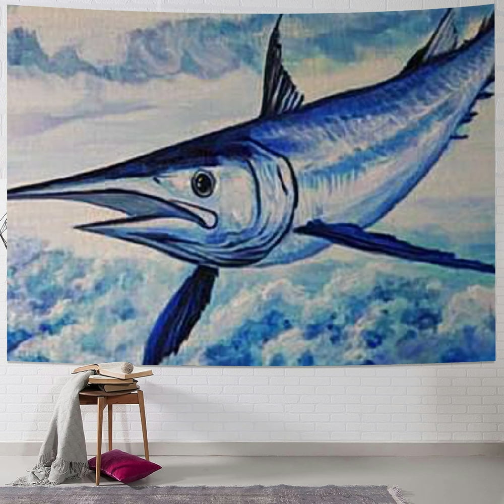 BCIIG Blue Marlin Fish Tapestry Wall Hanging Unique Style Graphic ...