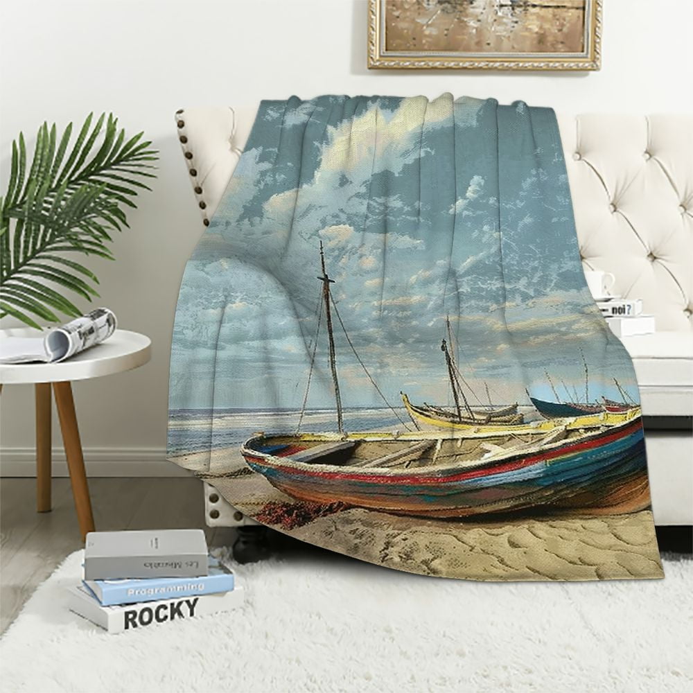 BCIIG Boats Beach Sky Warm Lightweight Blanket Soft Fleece Throw All ...