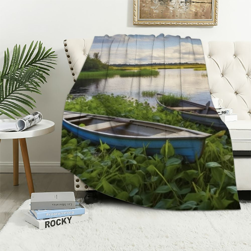 BCIIG Boats Lake Field Warm Lightweight Blanket Soft Fleece Throw ...