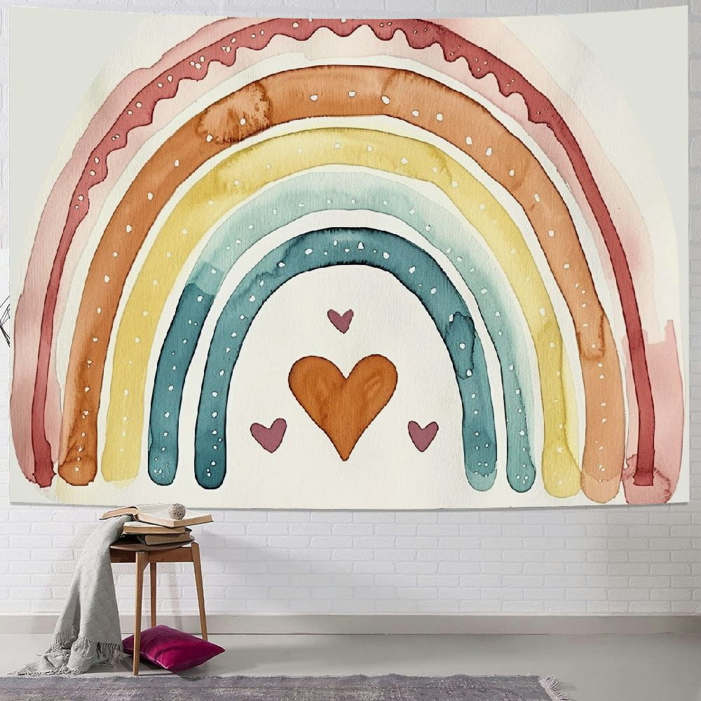BCIIG Bohemia Rainbow Tapestry Wall Hanging, Vintage Color Hearts ...