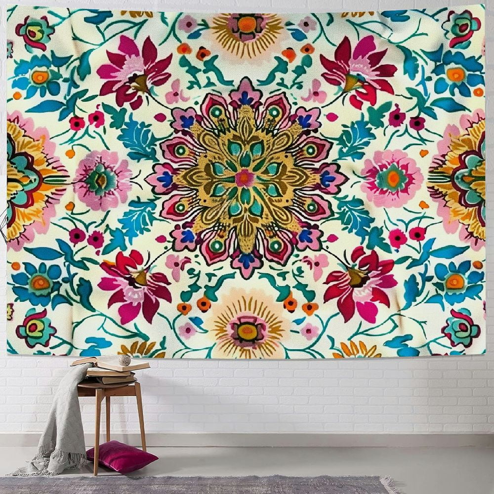 BCIIG Bohemian Mandala Flower Tapestry for Bedroom Colorful Psychedelic ...