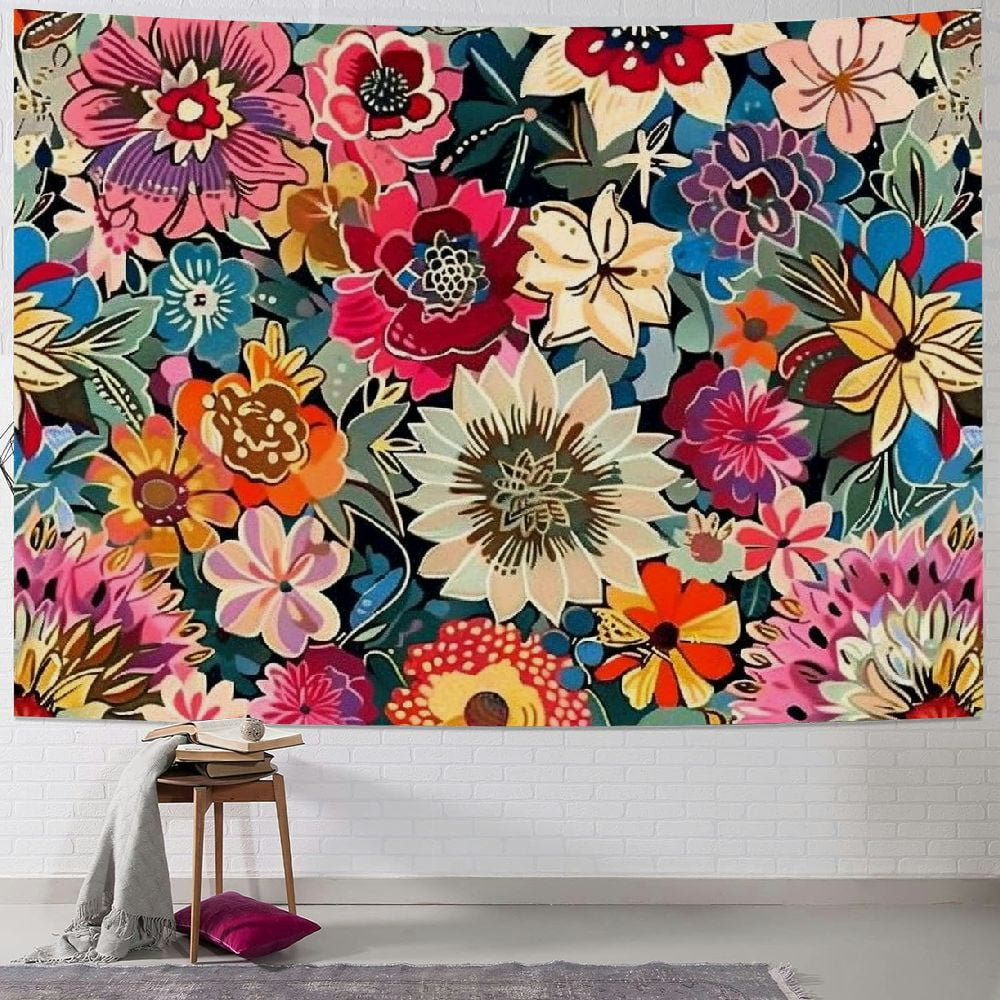 BCIIG Boho Floral Tapestry, Colorful Floral Tapestry Wall Hanging ...