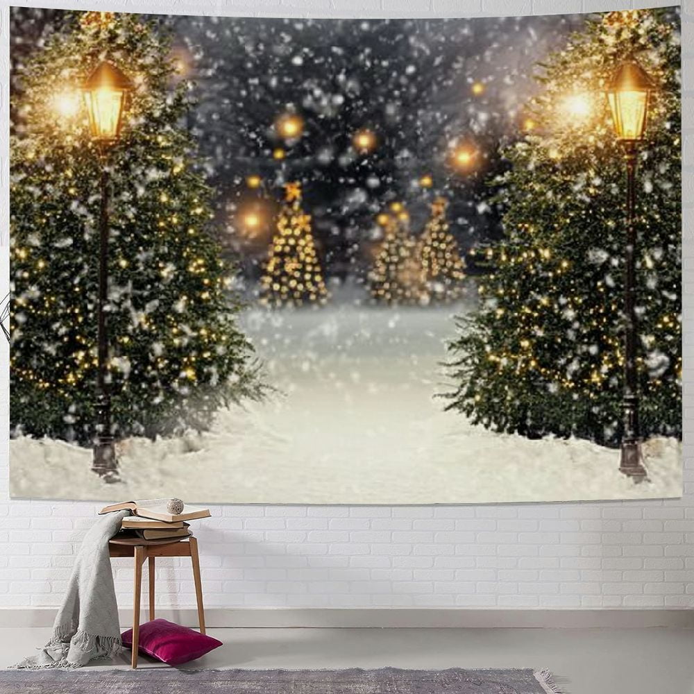 BCIIG Bokeh Snow Christmas Tree Photo Backdrop Xmas Glitter Street Lamp ...