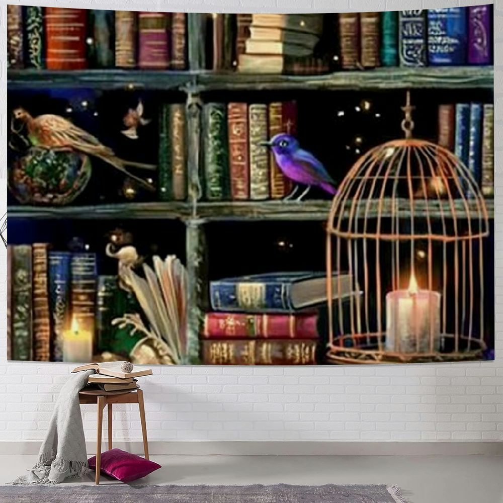 BCIIG Bookshelf Tapestry Book Tapestries Goth Skull Tapestry Vintage ...