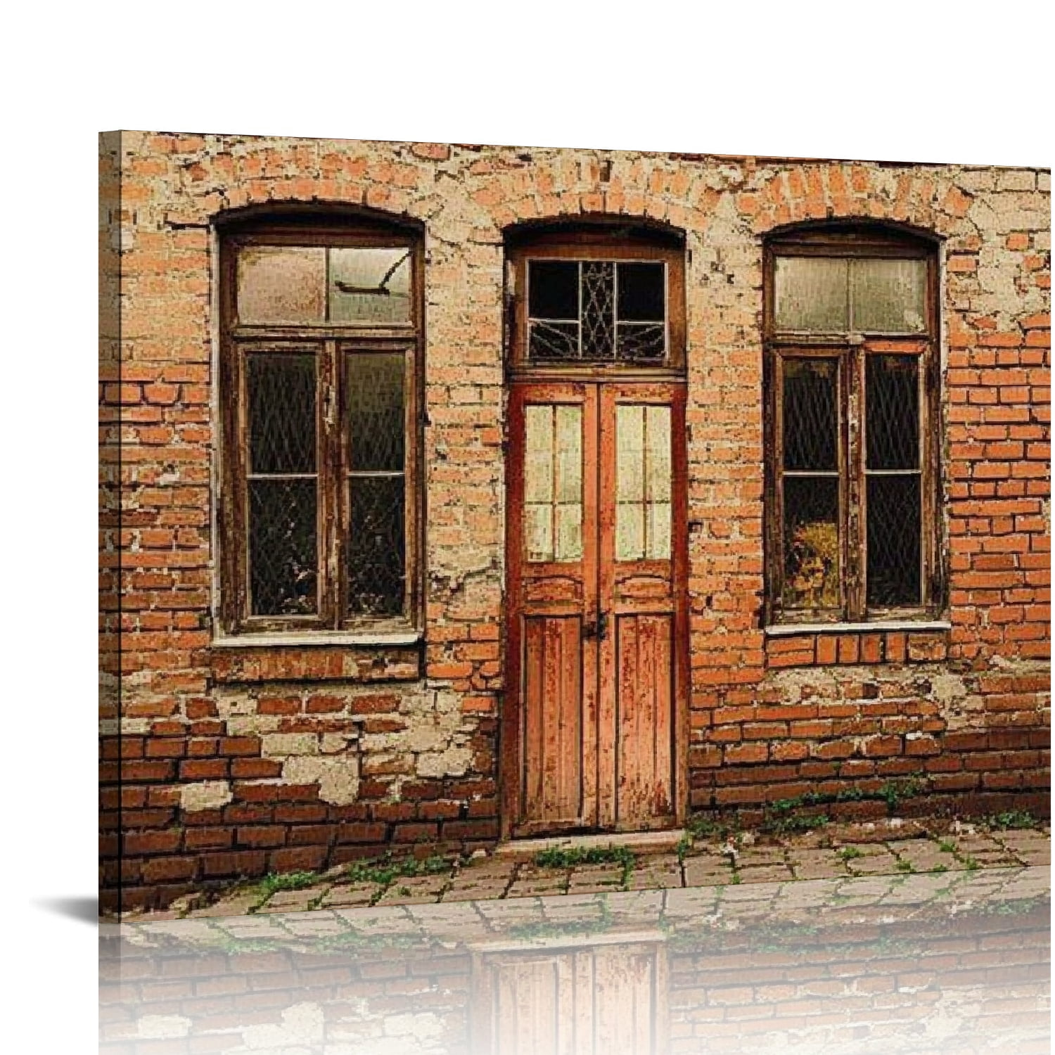 BCIIG Brick Building Print On Canvas Wall Art Decor for Living Room ...