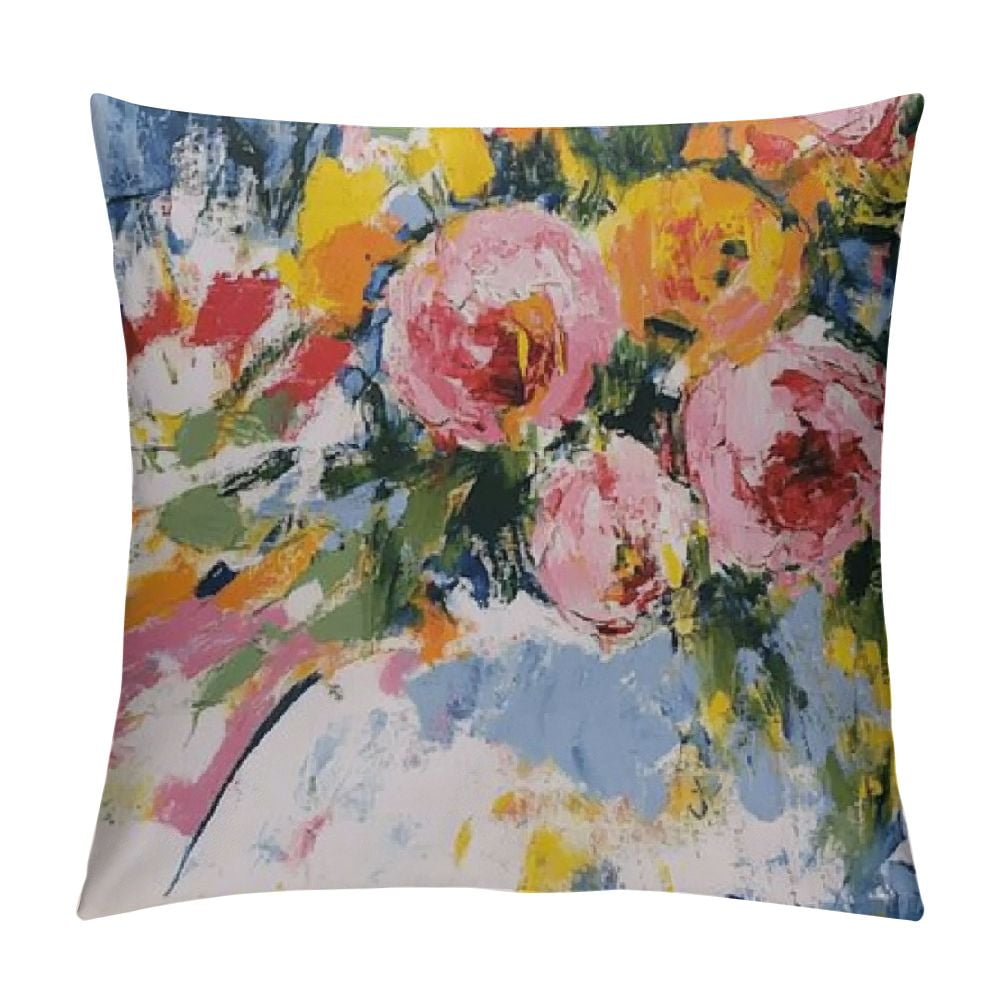 BCIIG Bright Floral Cushion Cover Pink Rose Pillow Cover Dorm Decor ...