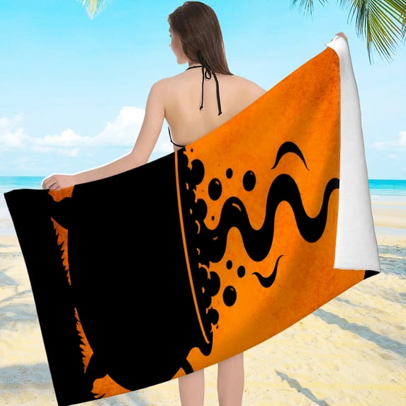 BCIIG Bubbling Cauldron Orange Circle Silhouette Travel Beach Towel ...