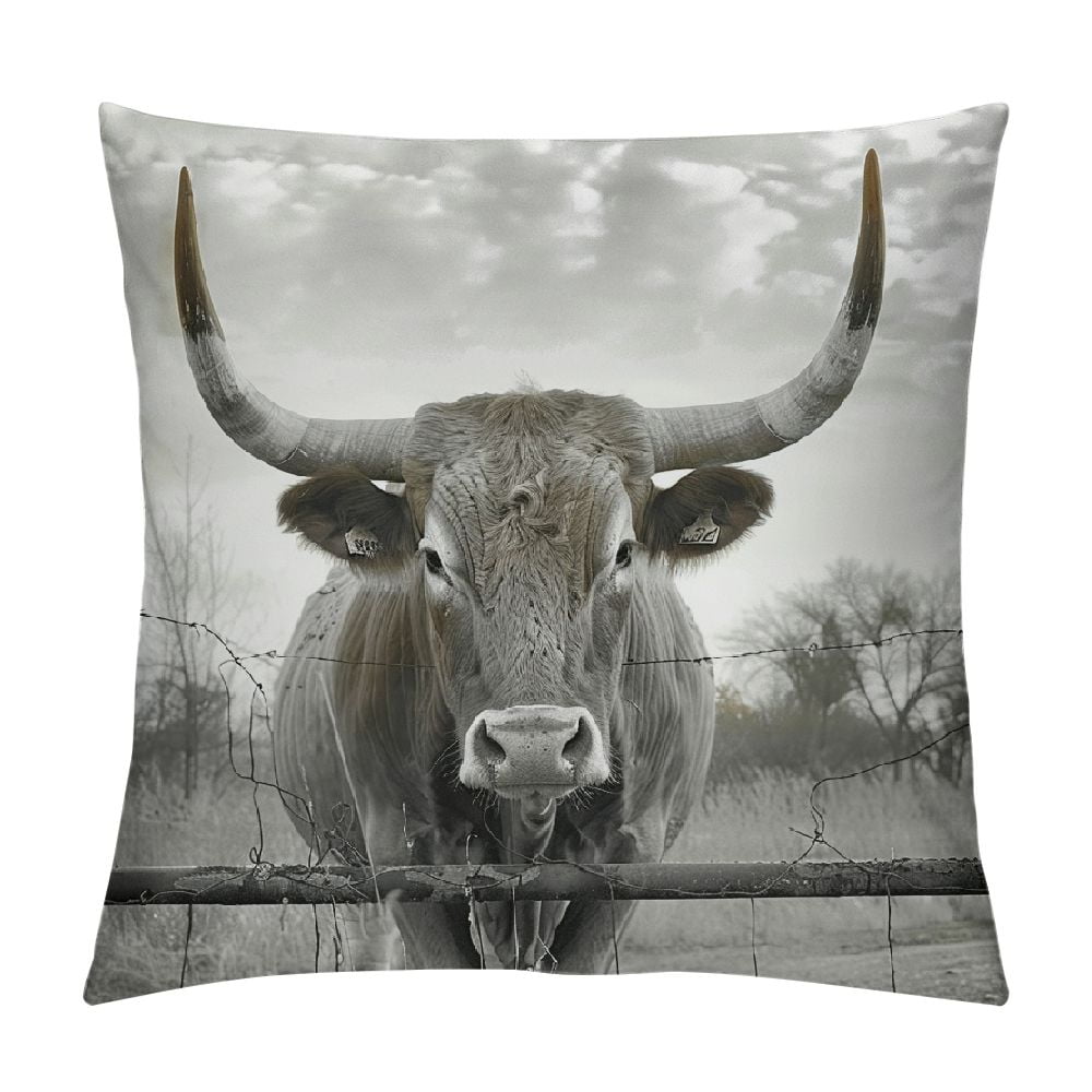 BCIIG Bull Horns Fence Graphic Decorative Throw Pillow Cover for Home ...