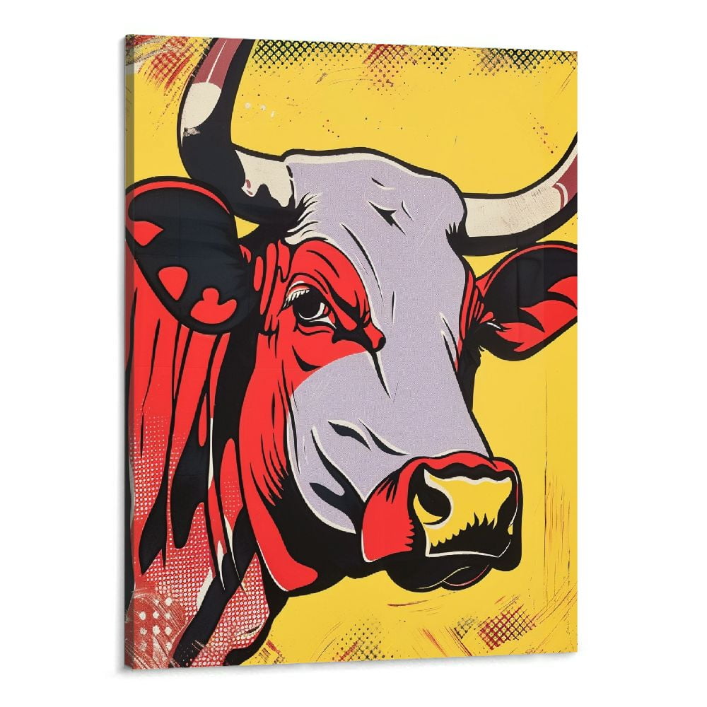 BCIIG Bull Posters Paintings Canvas Wall Art - Red Backgroud Bull ...
