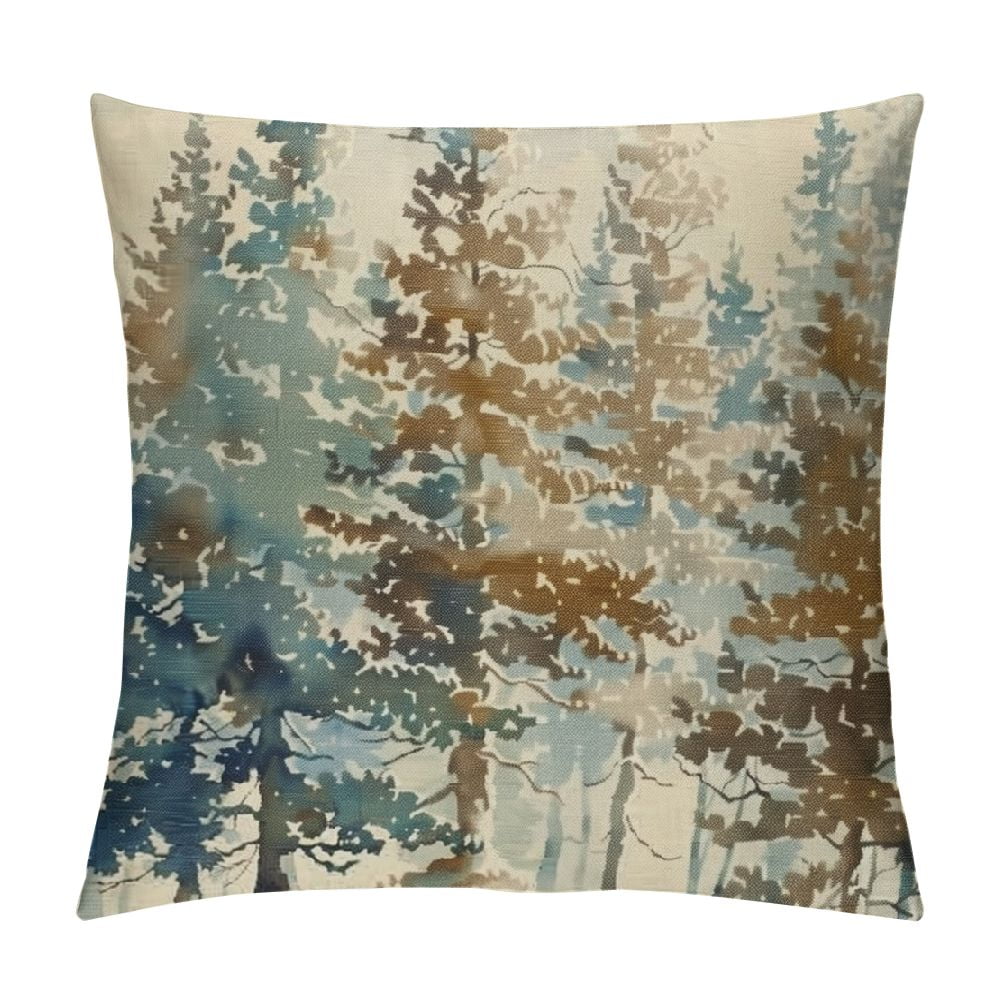 BCIIG Burnt Orange Green Forest Pillow Covers Watercolor Fall Tree ...