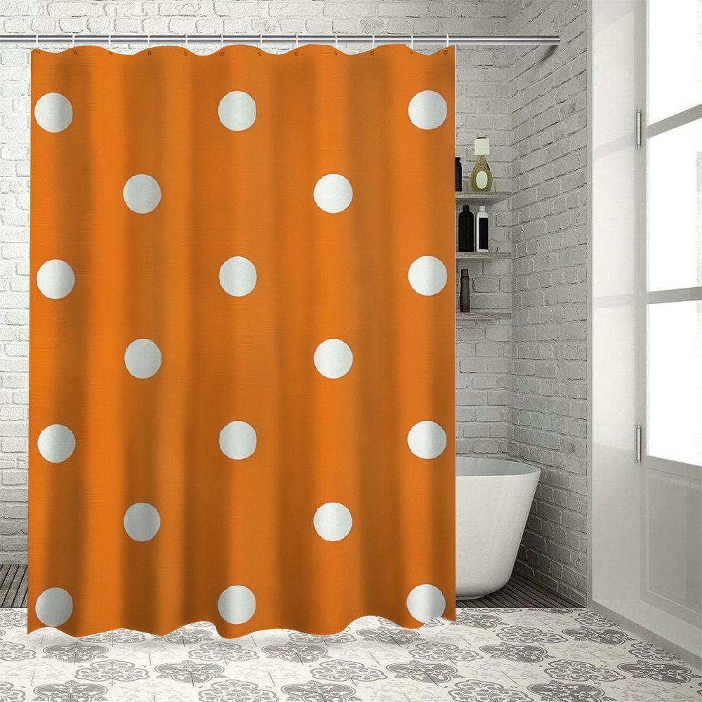 Bciig Burnt Orange Shower Curtain Vintage Old Polka Style Dotted