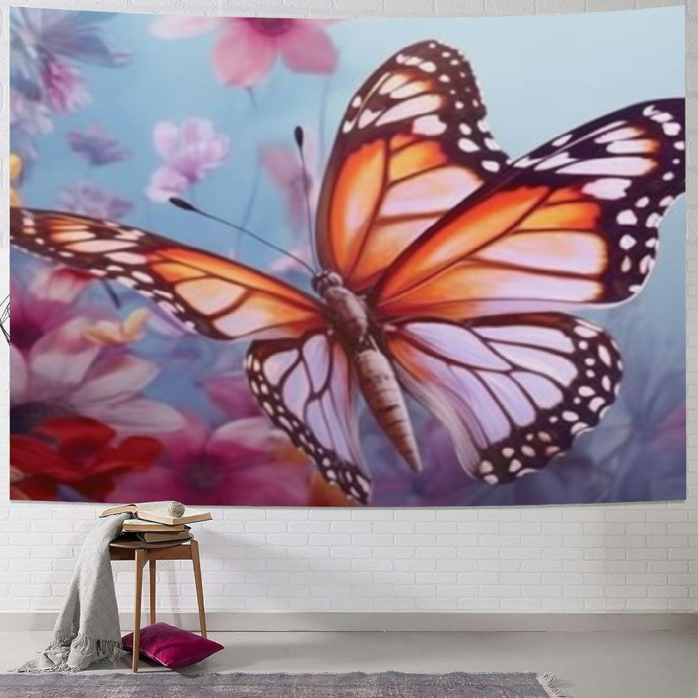 BCIIG Butterflies Flowers Sky Tapestry Wall Hanging Unique Style ...