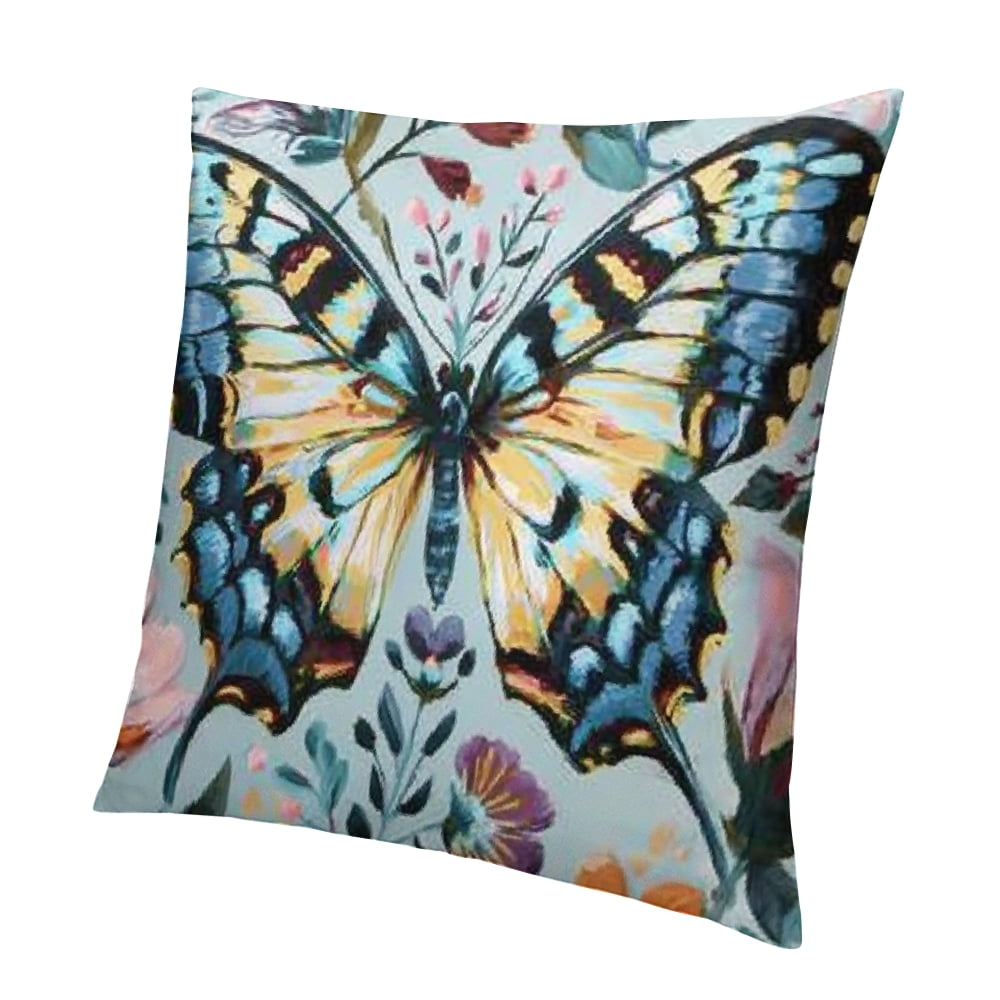 BCIIG Butterfly Flowers Printed Pillowcase, Short Plush, Home Decor 22x22in - Walmart.com