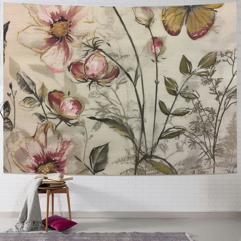 BCIIG Butterfly Flowers Tapestry Wall Hanging Unique Style Graphic ...